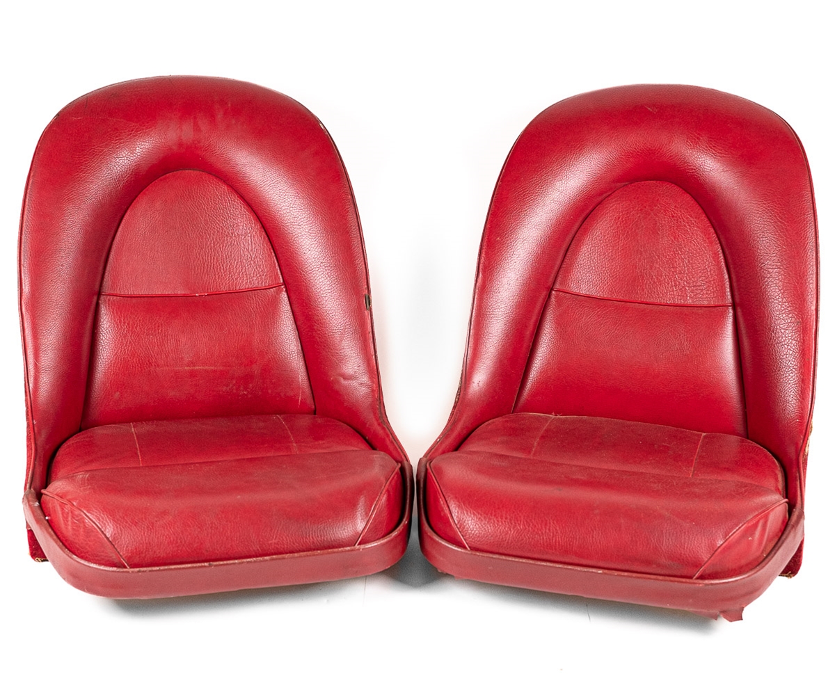 Seat Shells, Red Trimmed, E-Type S1 3.8 FHC, Pair, Used